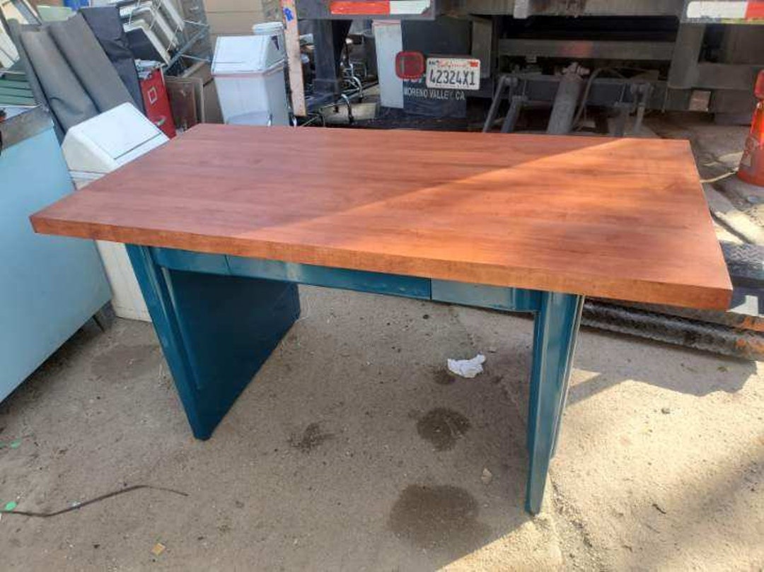 Butcher Wood Top Panel Leg Table. - Etsy