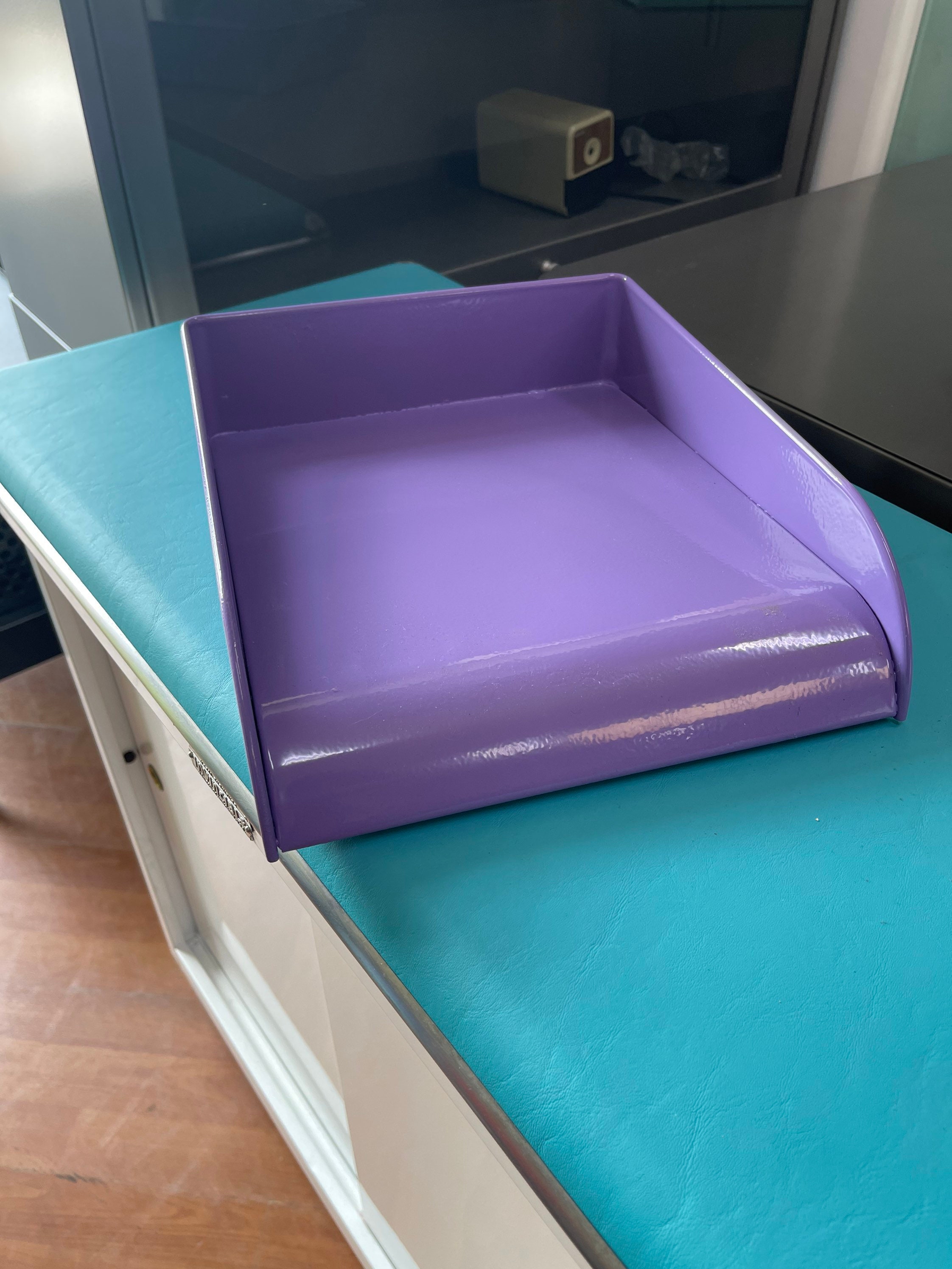 Vintage Steel Paper Tray Powder Coated in Purple - Etsy