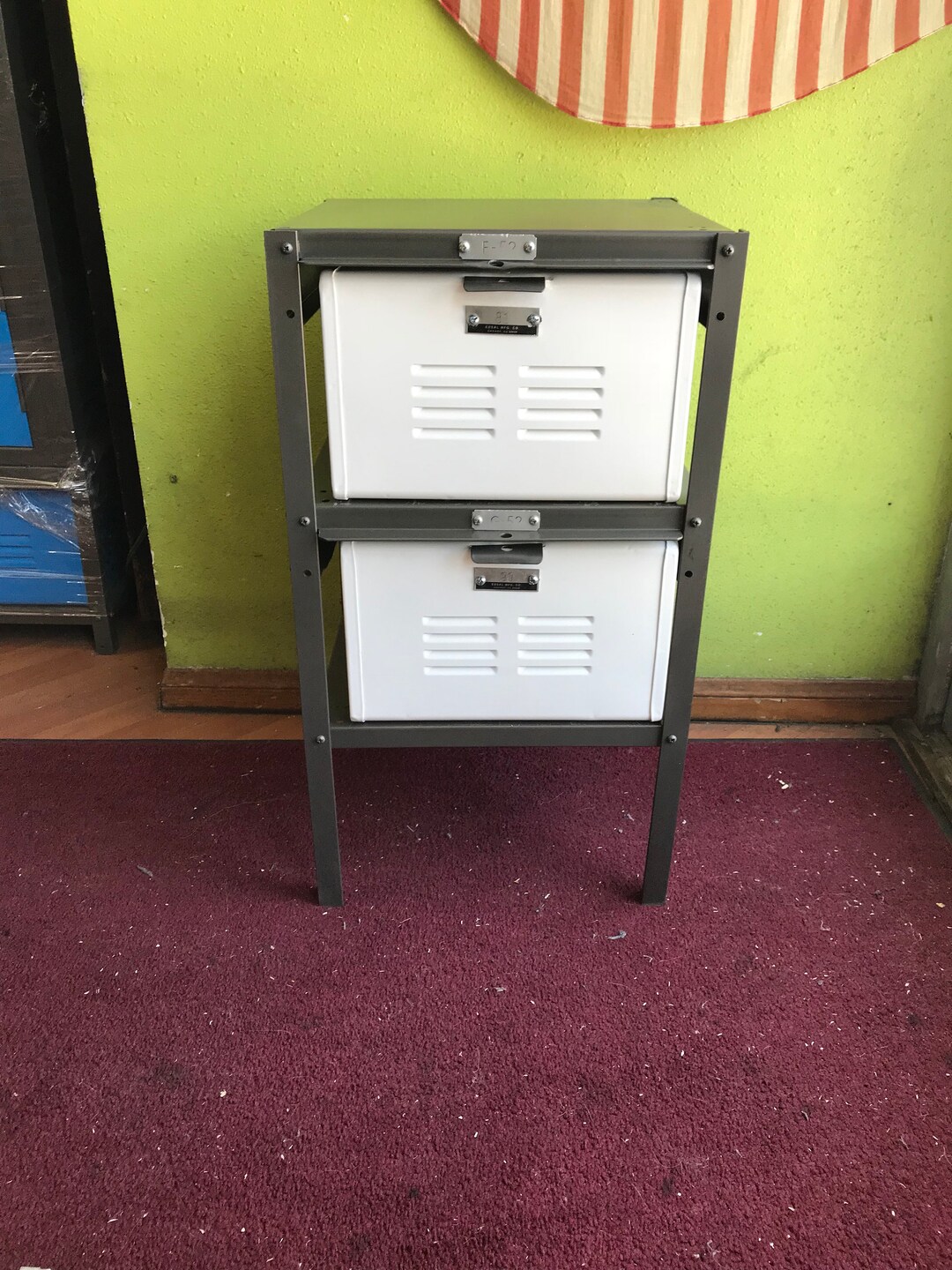 Vintage Steel Basket Locker - Nightstand Side Table - Etsy