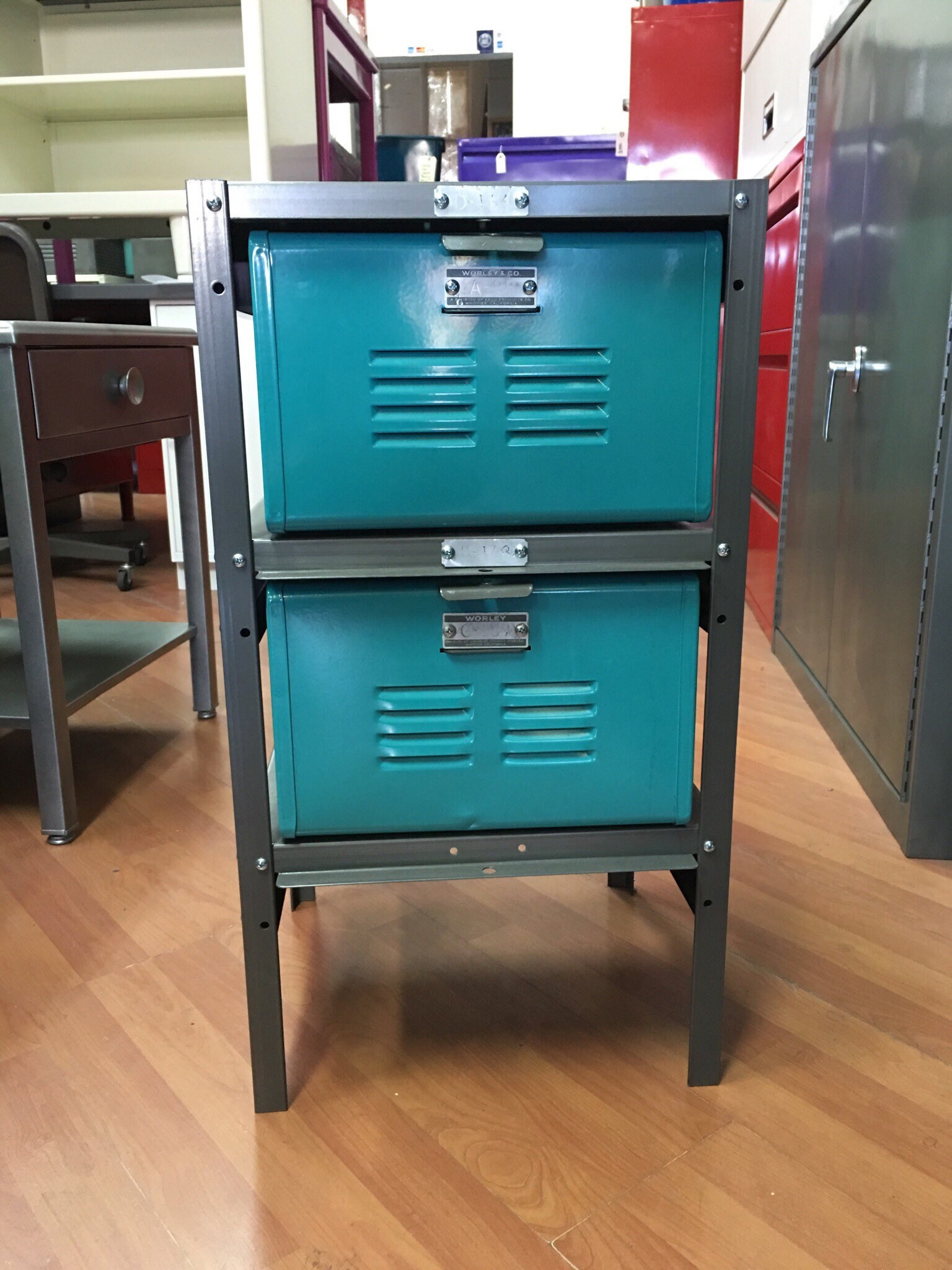 Vintage Steel Basket Locker nightstand Side Table - Etsy