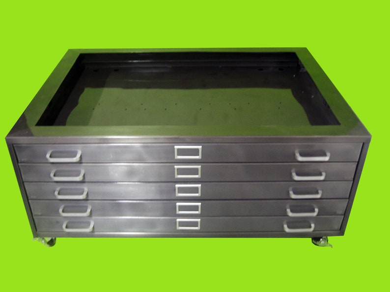 Vintage Steel Flat File Coffee Table | Etsy