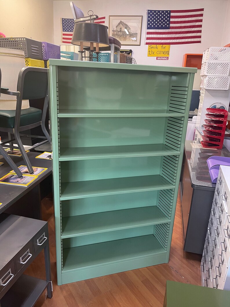 Tall Bookcase Refinished in Mint - Etsy