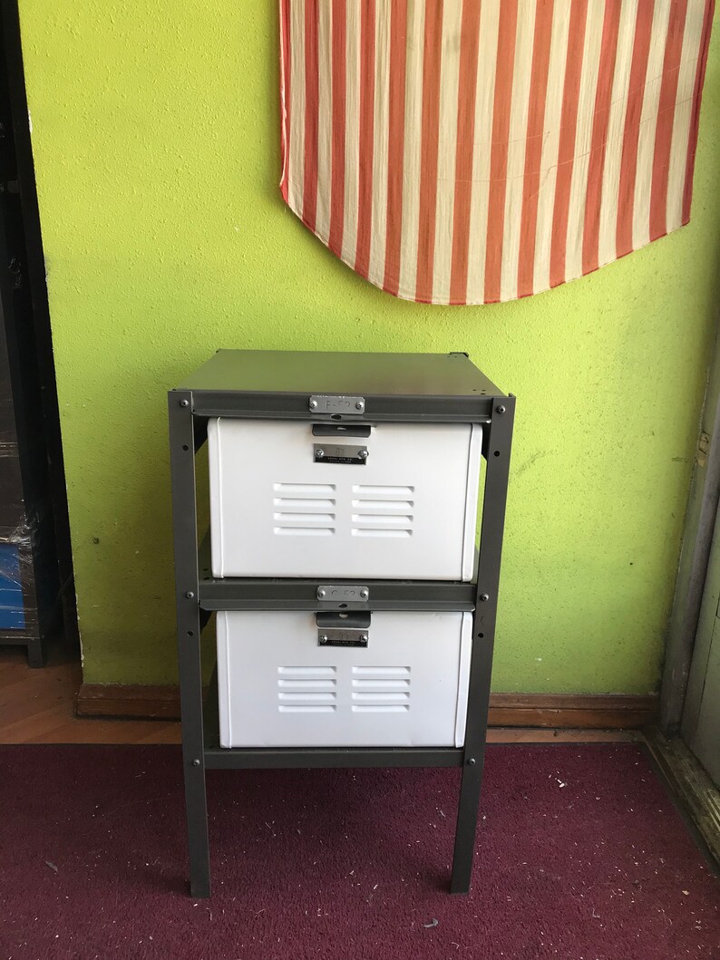 Vintage Steel Basket Locker Nightstand Side Table - Etsy
