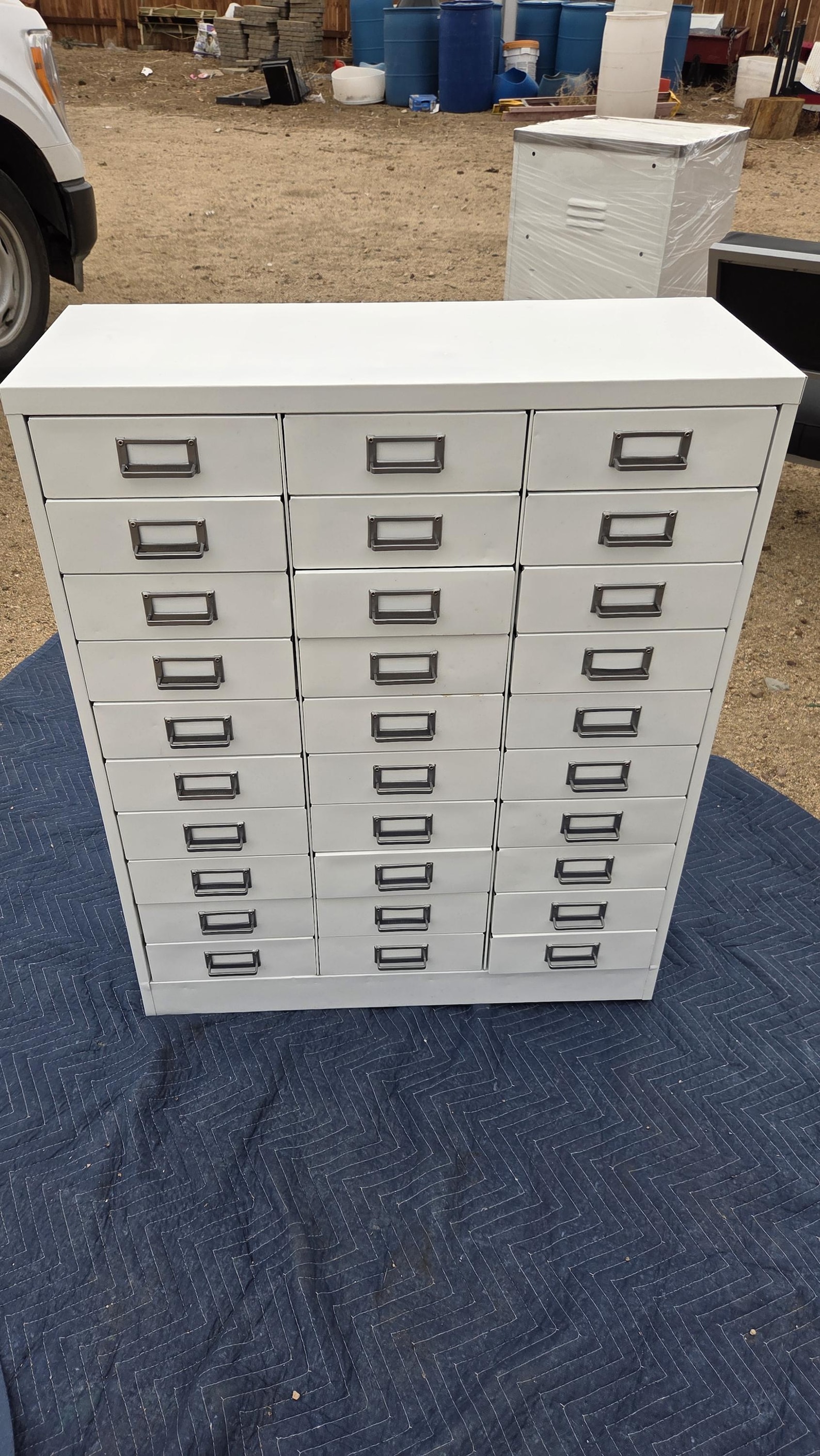 Vintage Steel Index Cards Cabinet Refurbished in White Powder Coated - Etsy