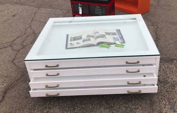 Flat File Refurbished into a Coffee Table Vintage Steel | Etsy