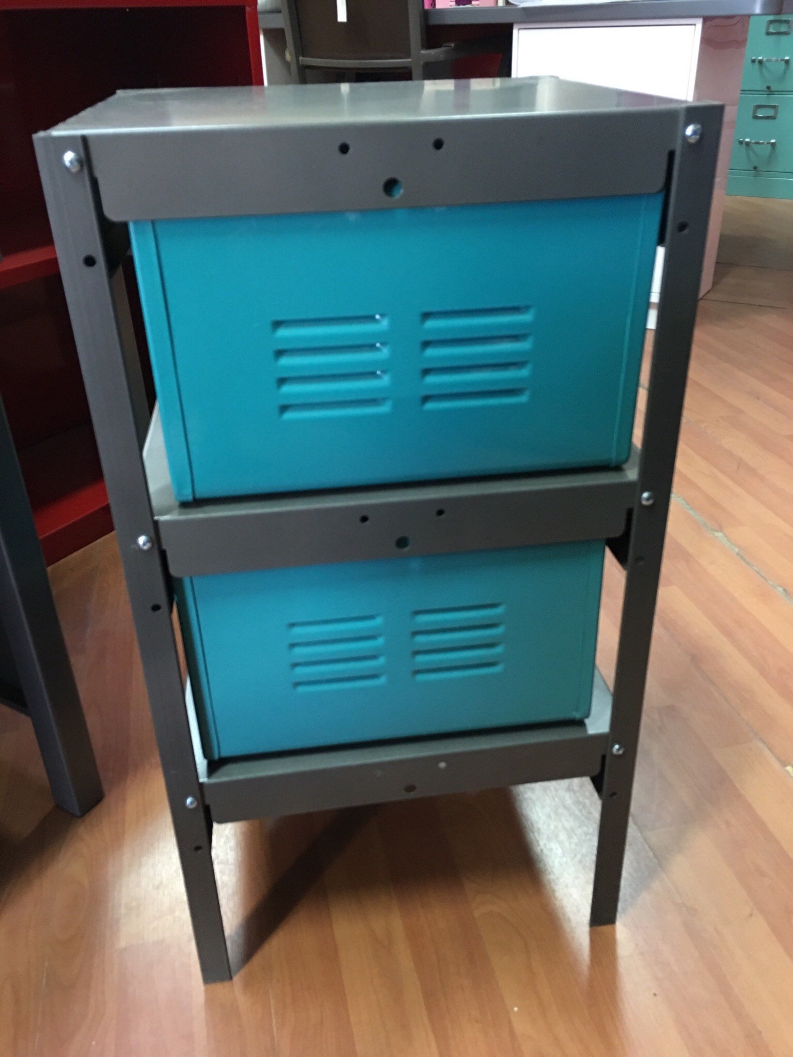 Vintage Steel Basket Locker -nightstand Side Table - Etsy