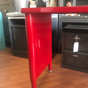 Vintage Steel Panel Leg Thin Table- Console Desk - Etsy