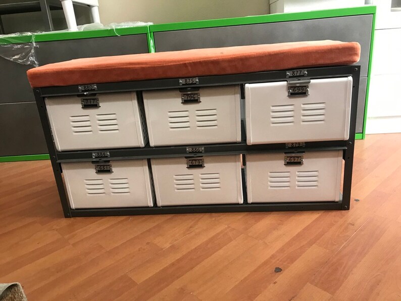 Baket Locker Bench With Cushion Six Baskets - Etsy