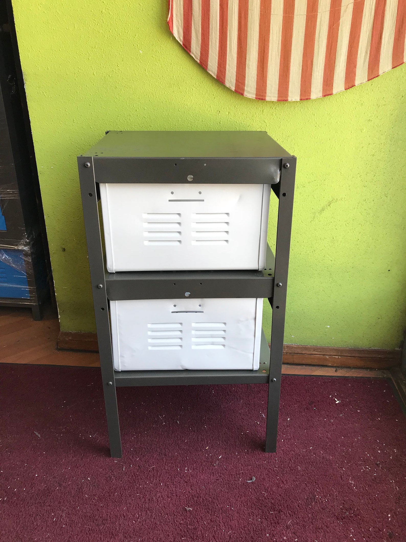 Vintage Steel Basket Locker - Nightstand Side Table - Etsy