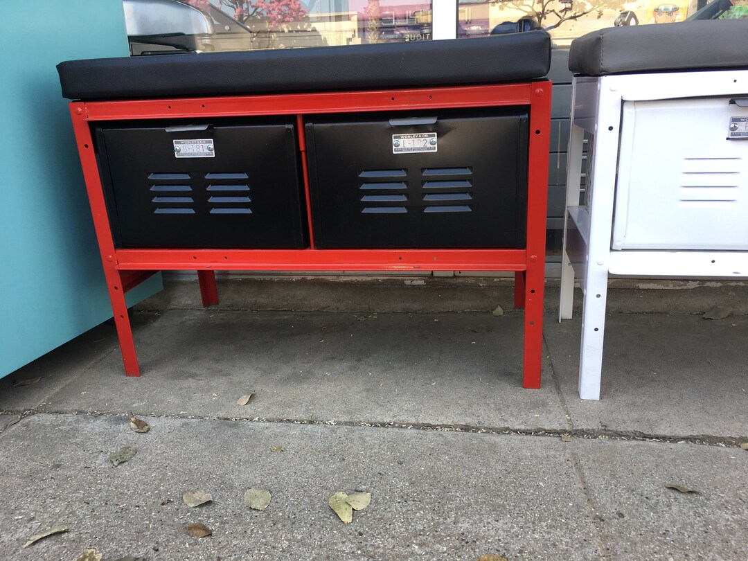 Retro Basket Locker Bench - Vintage Steel Storage - Etsy