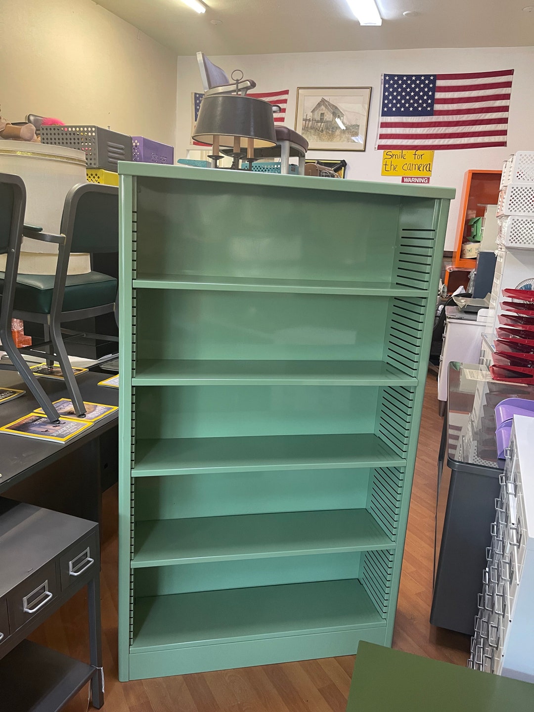 Tall Bookcase Refinished in Mint - Etsy