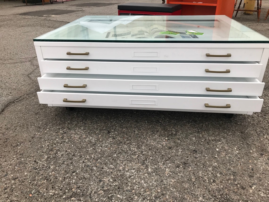Flat File Refurbished Into a Coffee Table Vintage Steel - Etsy