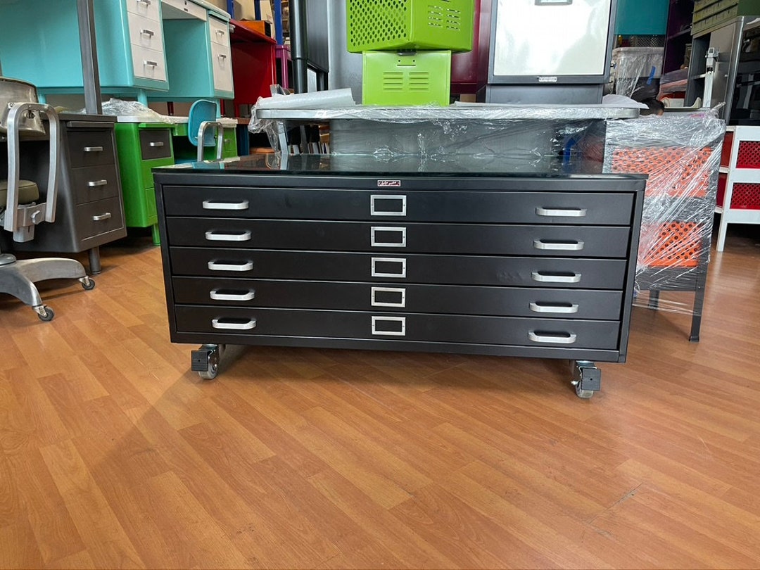 Vintage Flat File Coffee Table - Refinished in Black - Etsy