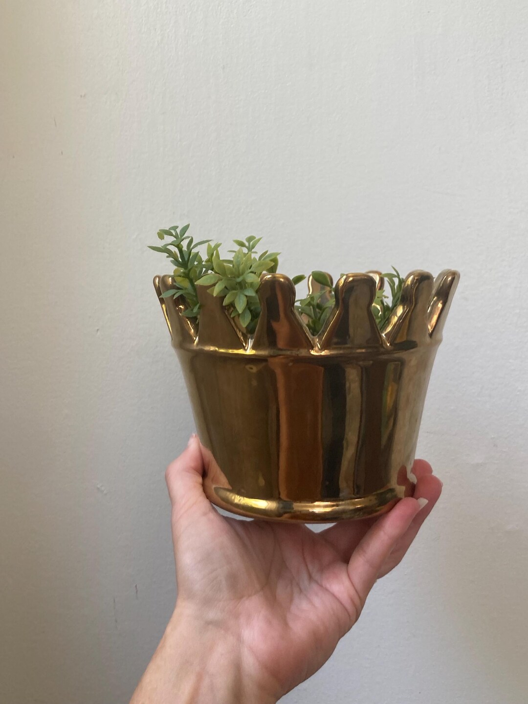 Gold Ceramic Crown Planter - Etsy