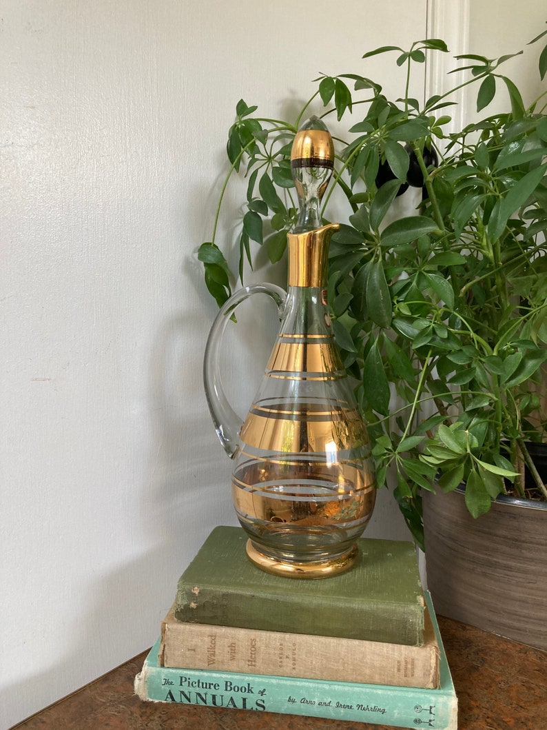 Avitra Crystal Decanter With Gold Stripes - Etsy