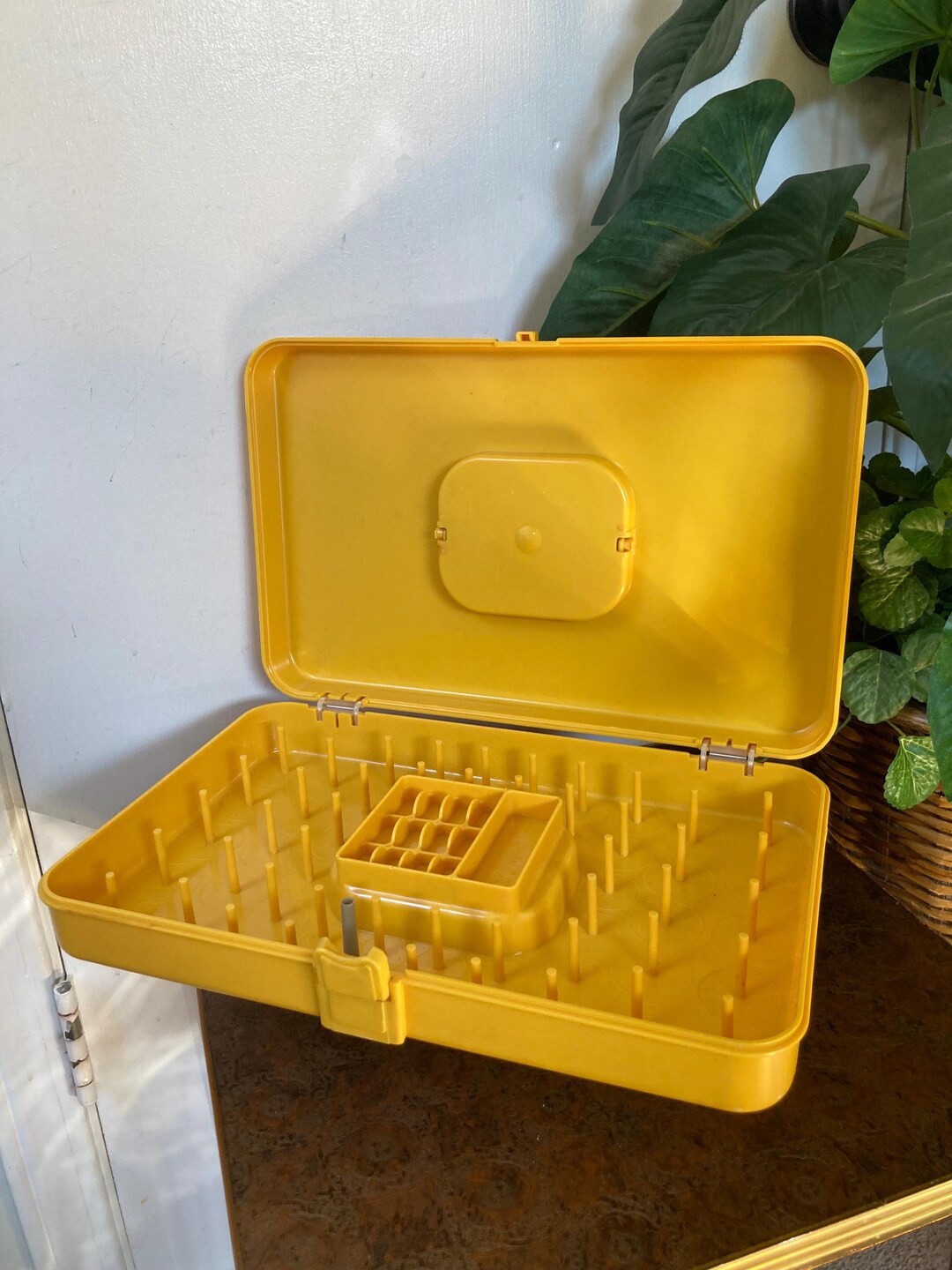 Mid Century Yellow Plastic Sewing Box - Etsy