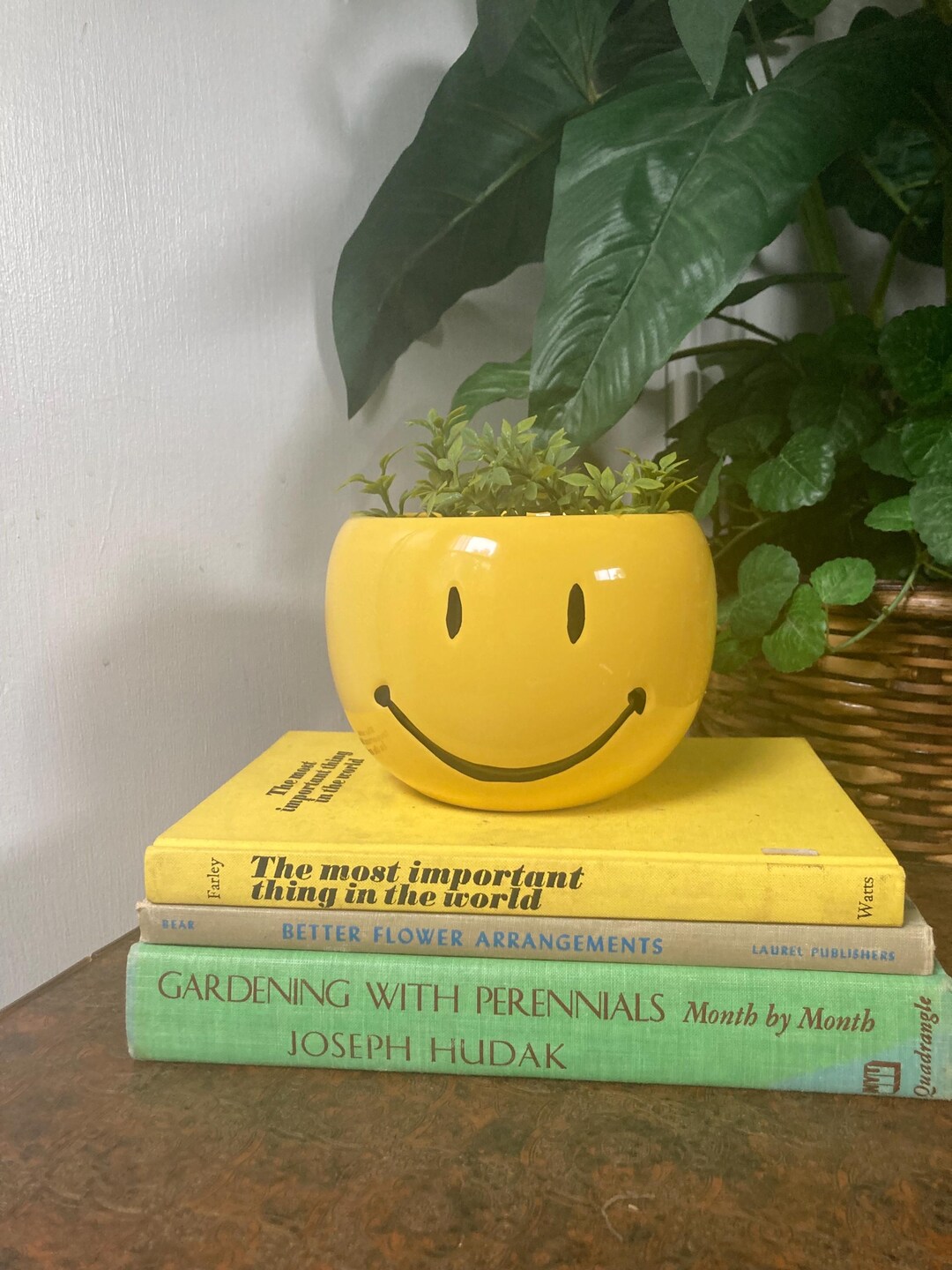Yellow Ceramic Smiley Planter - Etsy