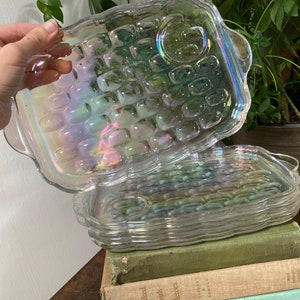 Four Iridescent Glass Snack Trays - Etsy