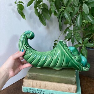 Green Ceramic Cornucopia Planter - Etsy