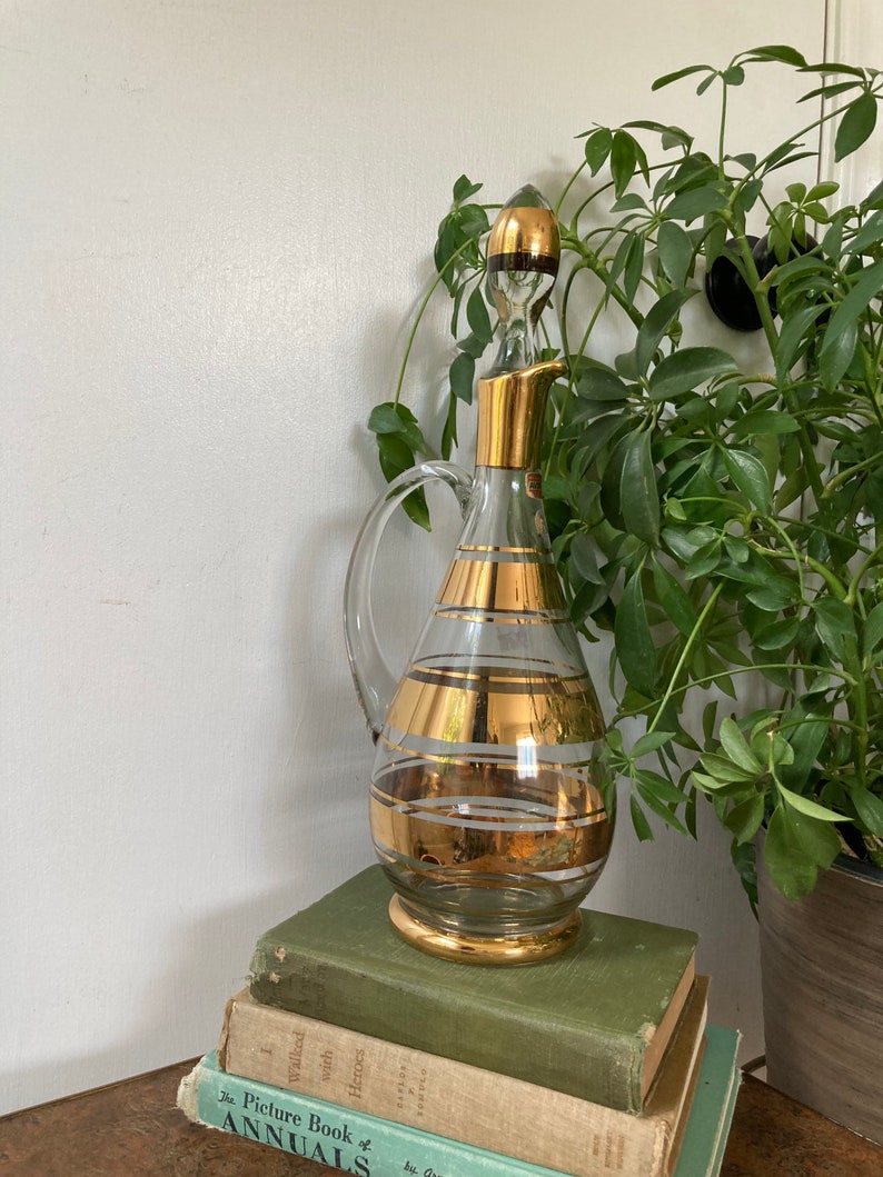 Avitra Crystal Decanter With Gold Stripes - Etsy