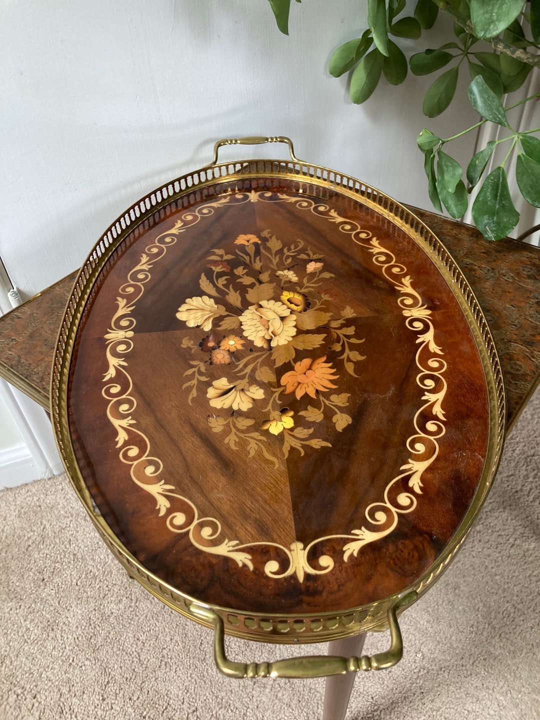Italian Wood Marquetry Tray - Etsy