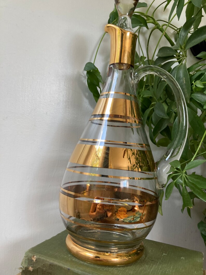 Avitra Crystal Decanter With Gold Stripes - Etsy