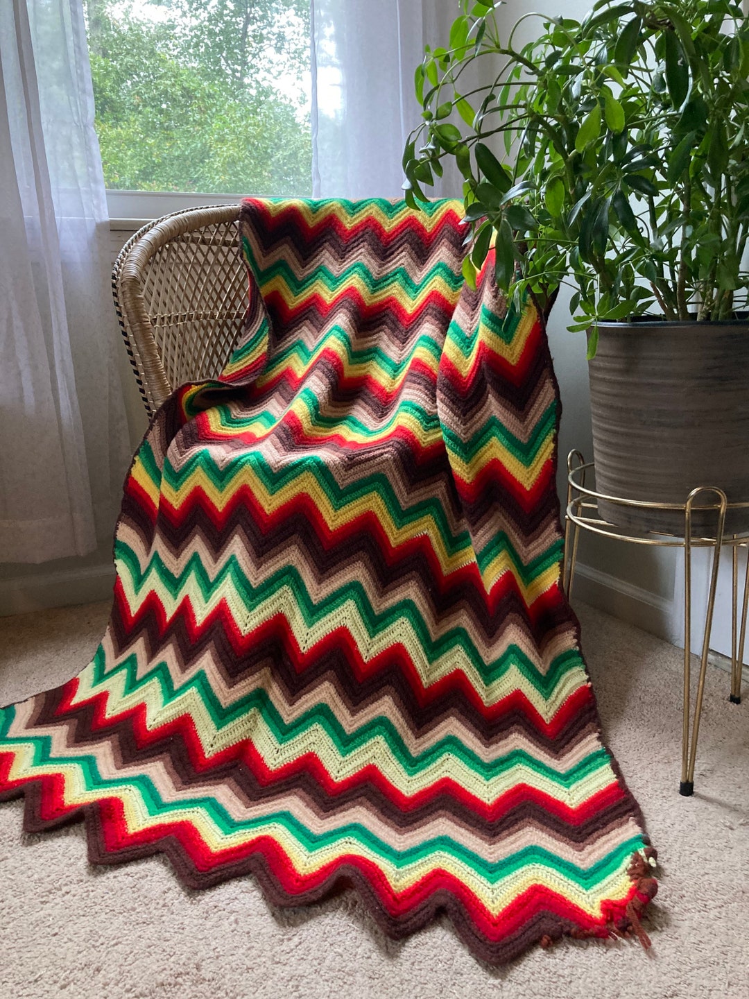 Vintage Chevron Crocheted Afghan - Etsy