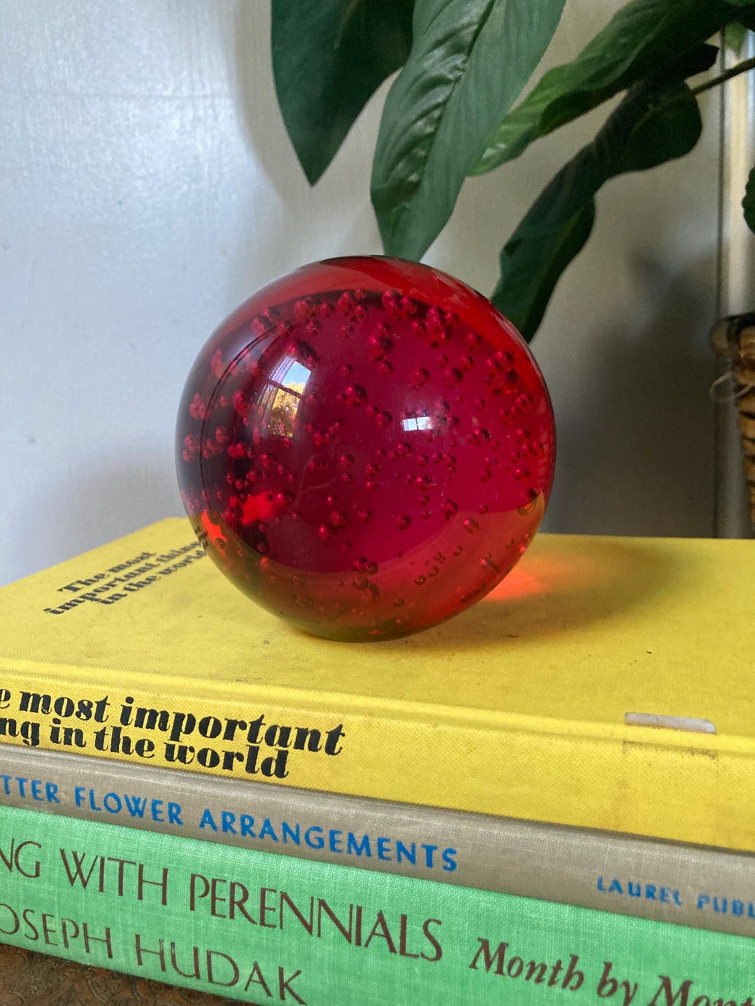 Red Glass Bubbles Paperweight. C - Etsy