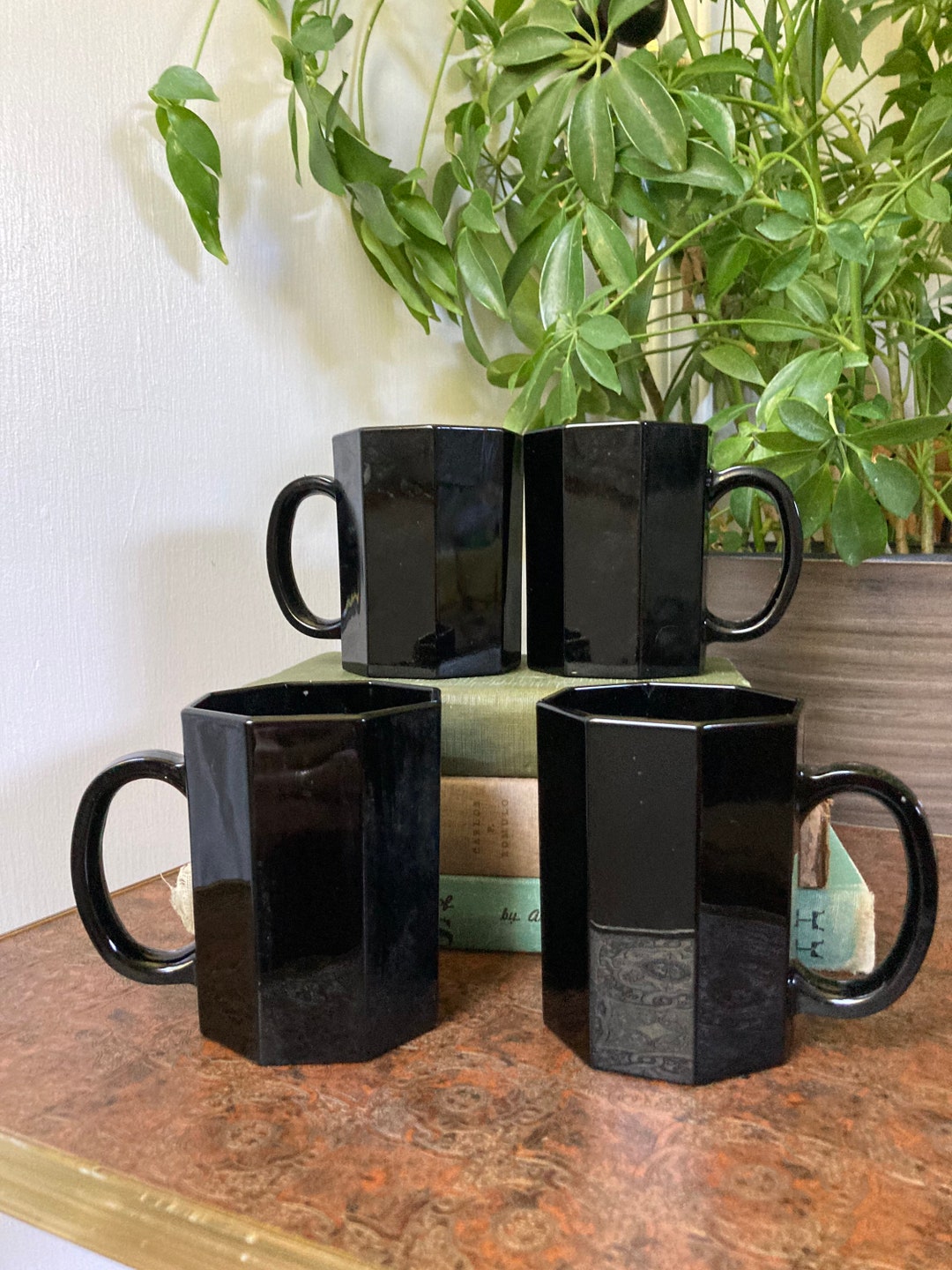 Black Octagon Arcoroc Mugs - Etsy