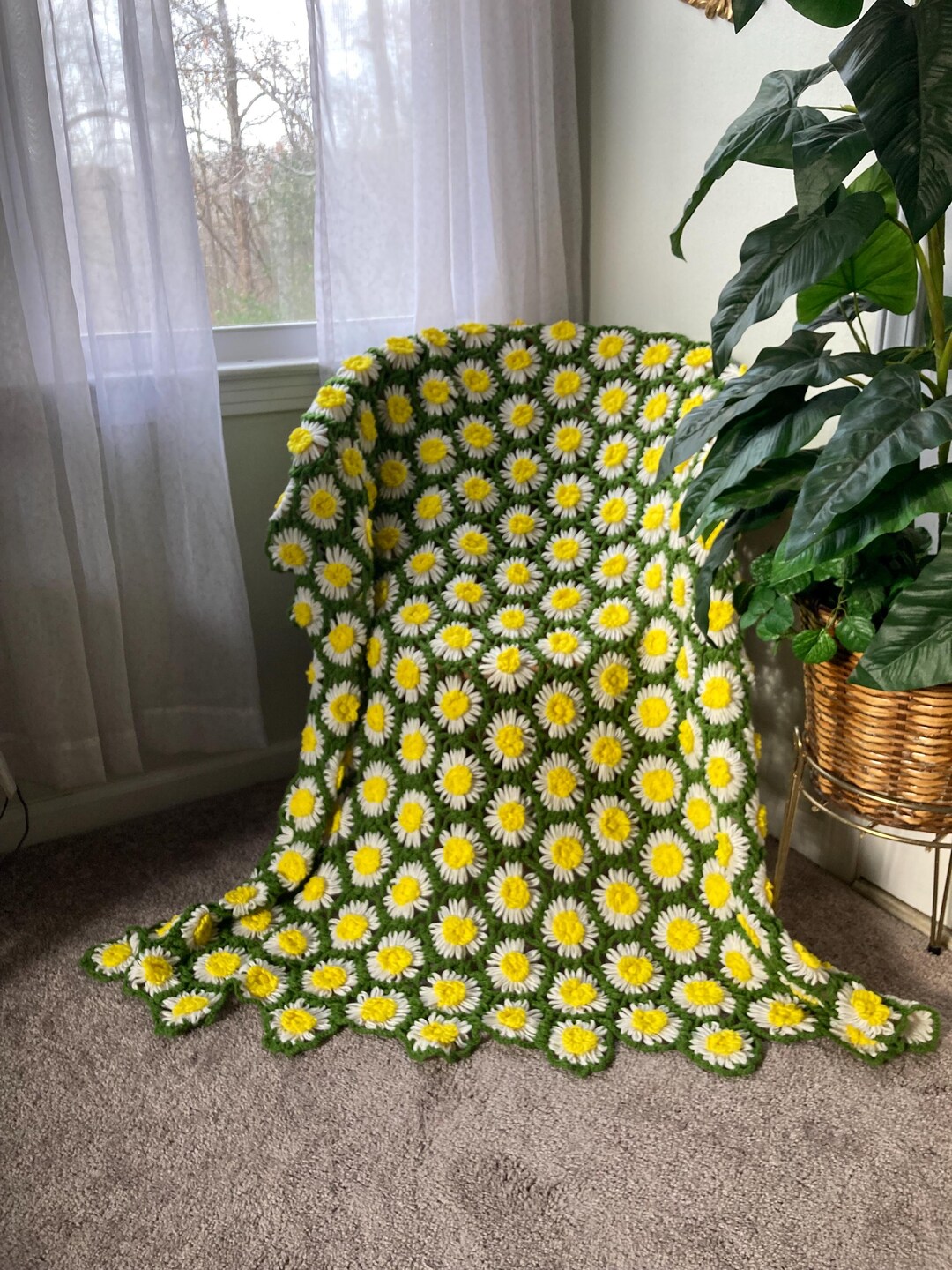 Crocheted Daisy Afghan S3 - Etsy