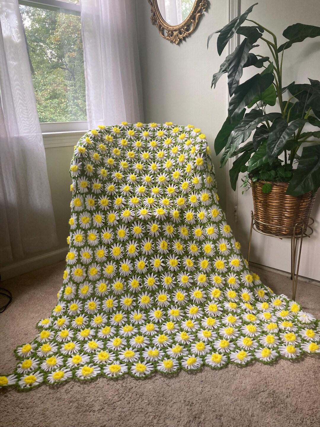 Crocheted Daisy Chain Afghan - Etsy