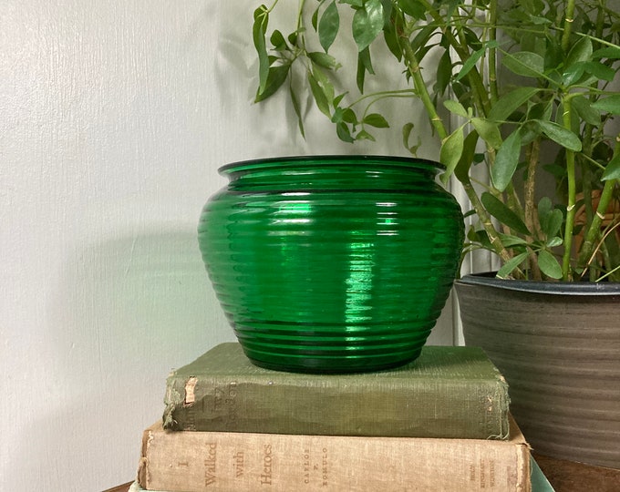 Green Glass Planter - Etsy