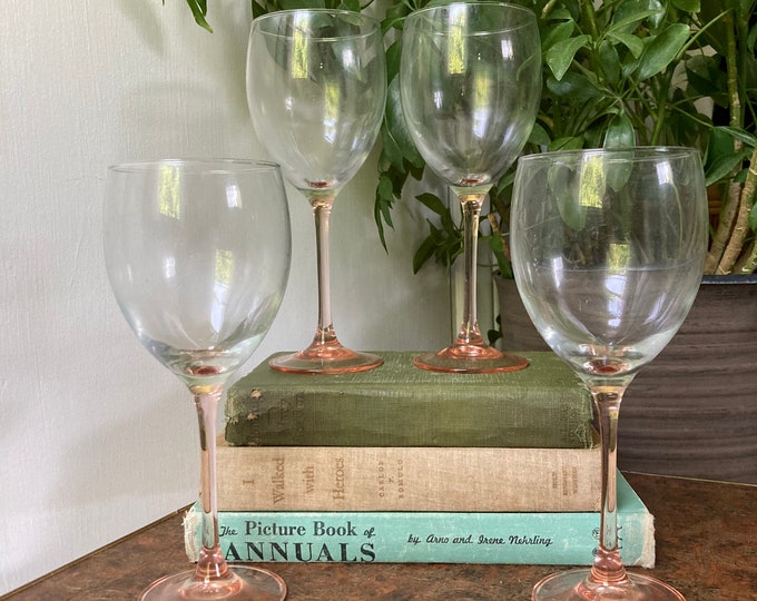 Pink Stem Wine Glasses Etsy