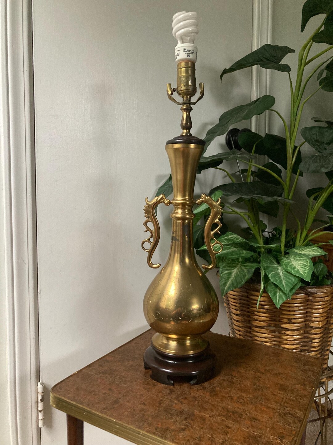 Ornate Etched Brass Lamp - Etsy