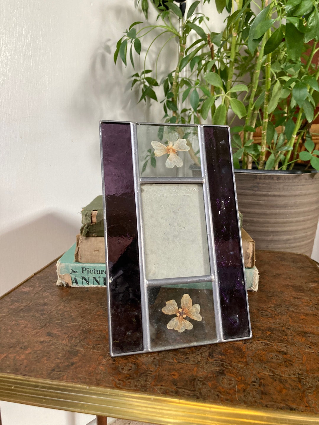 Purple Glass and Pressed Flower Frame - Etsy