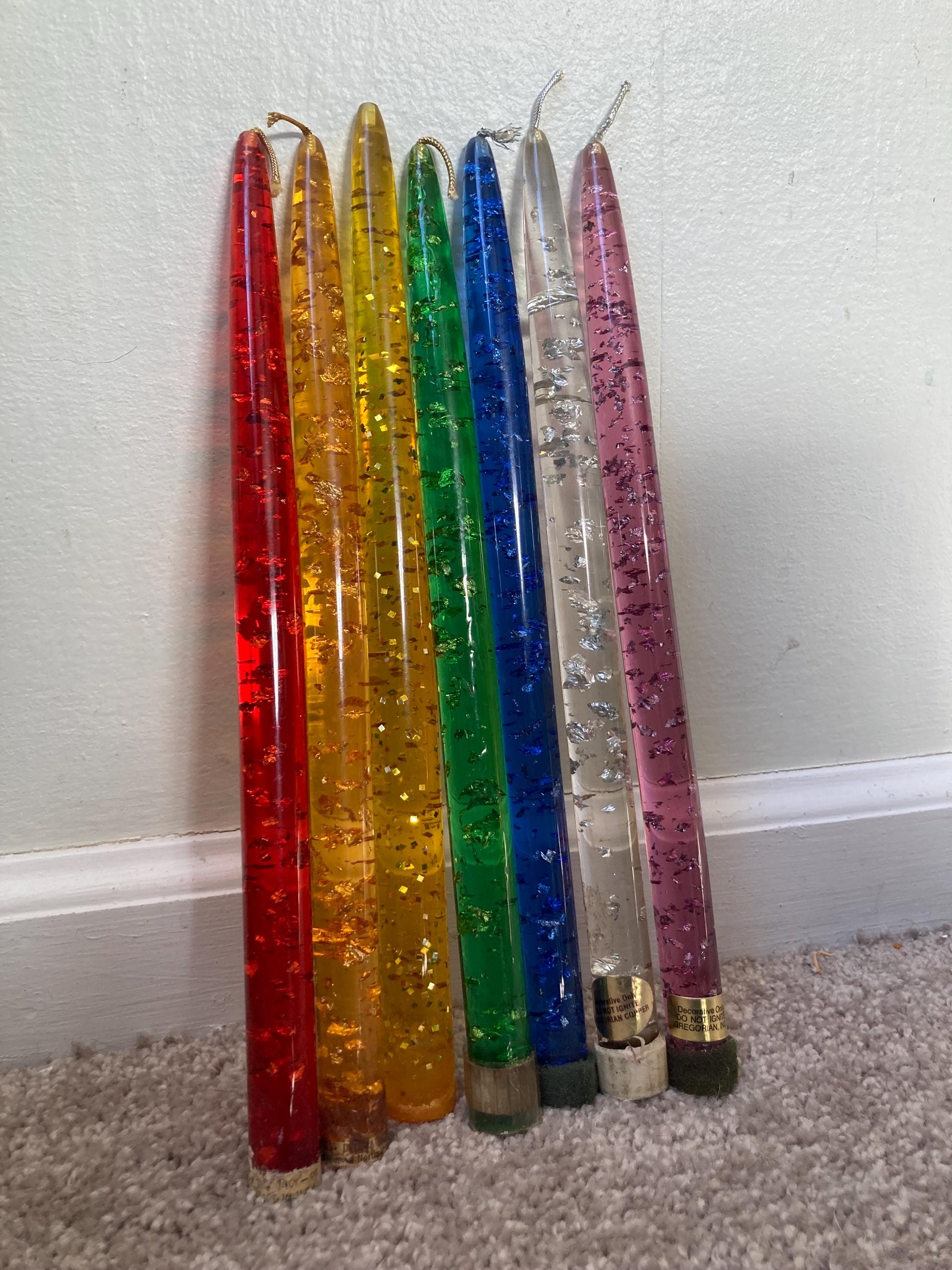 Set of Seven Rainbow Lucite Candles Vintage - Etsy