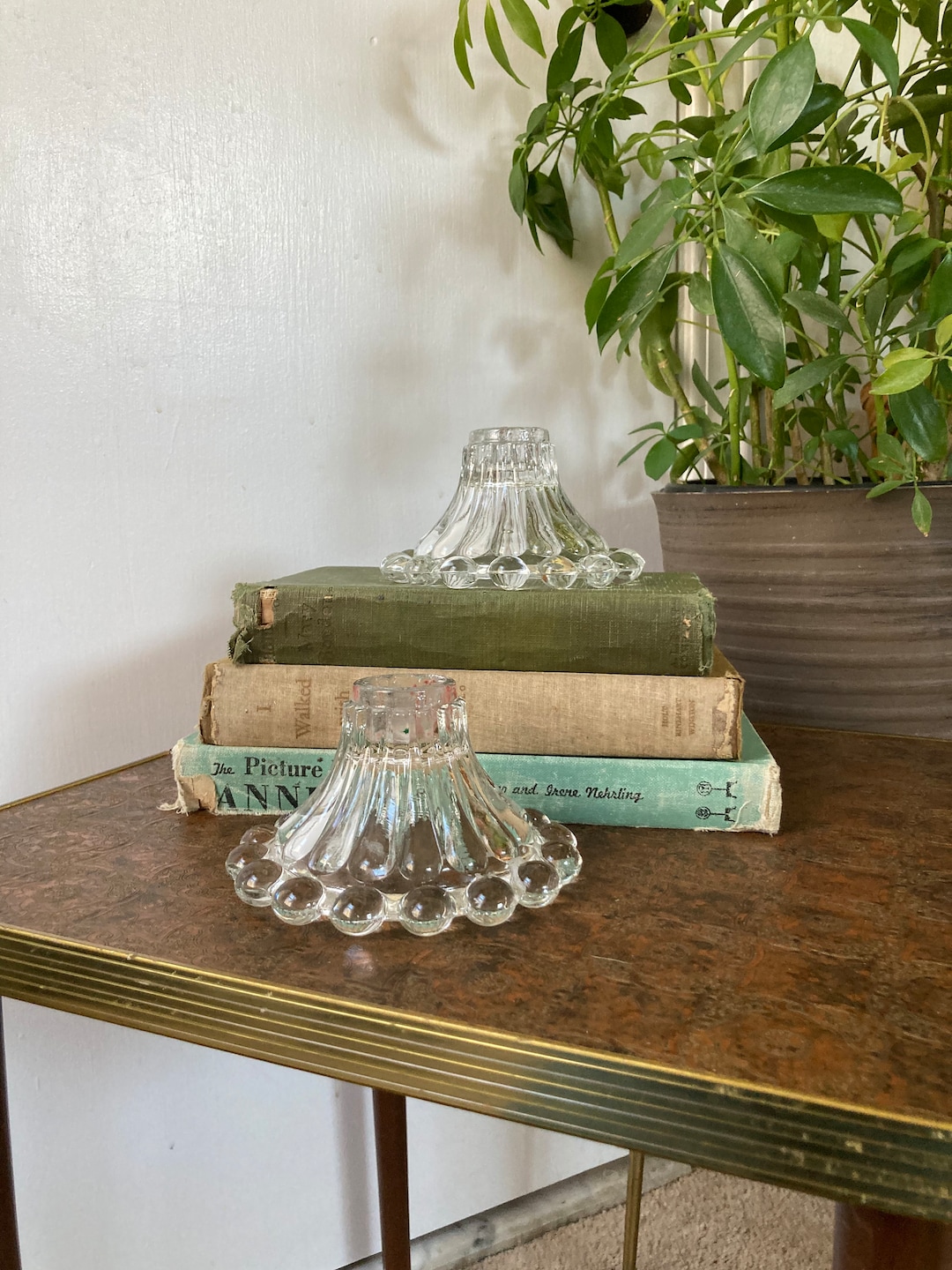 Pair of Clear Glass Boopy Candle Holders - Etsy