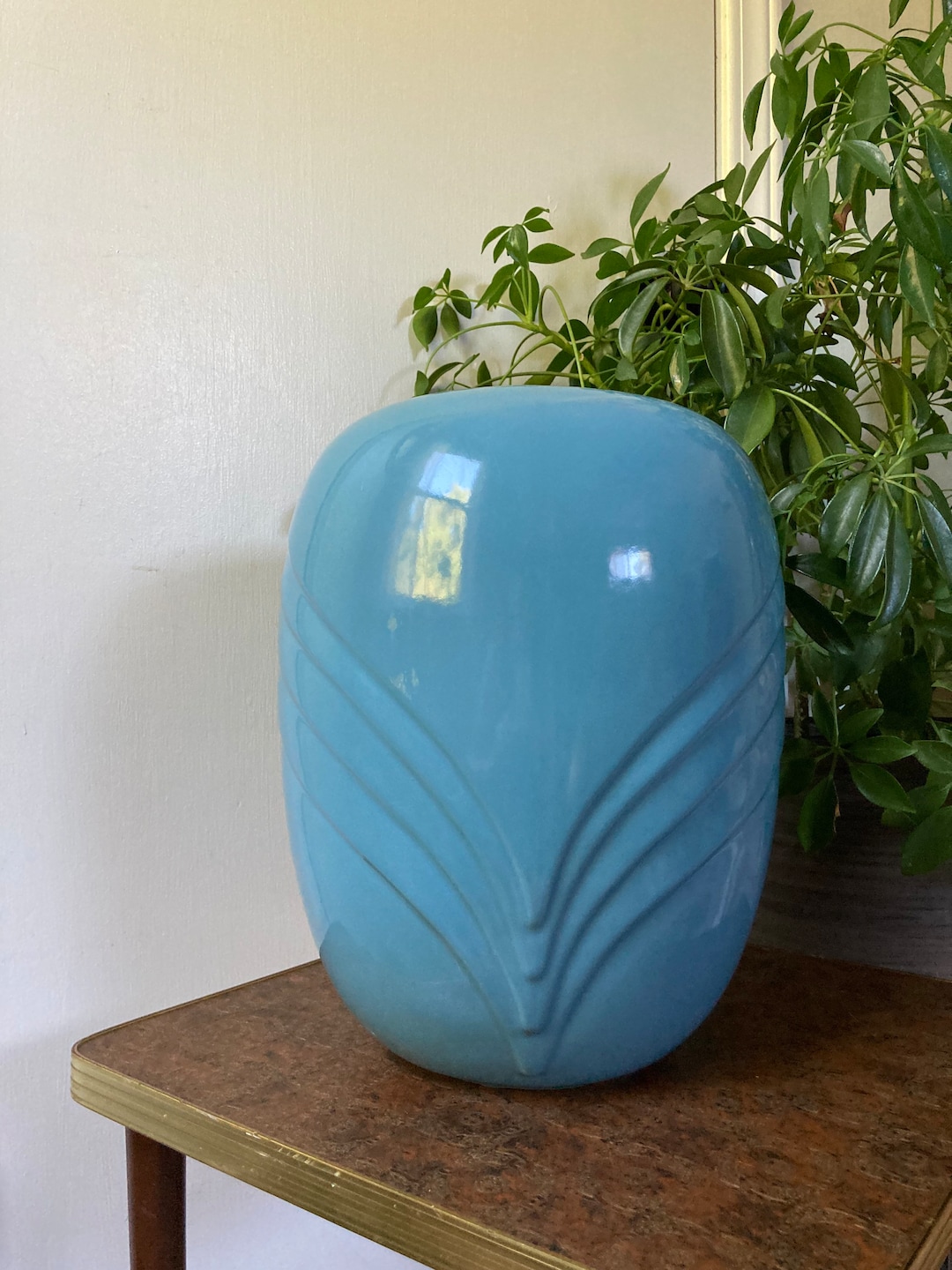 Large Art Deco Blue Vase - Etsy