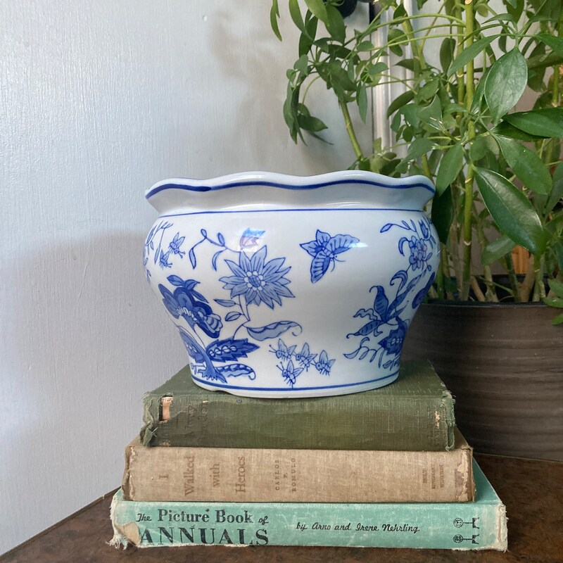 Blue and White Planter - Etsy
