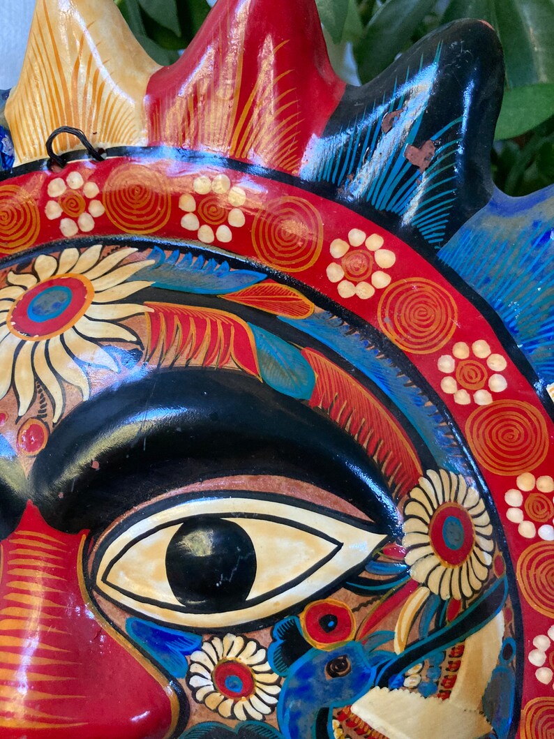 Sun Face Painted Terra Cotta Wall Hanging - Etsy