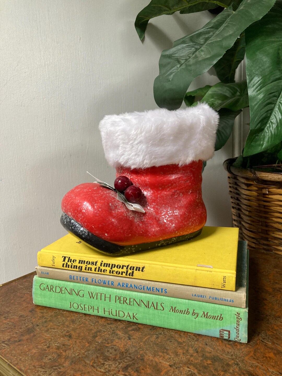 Vintage Plastic Santa Boot Planter - Etsy