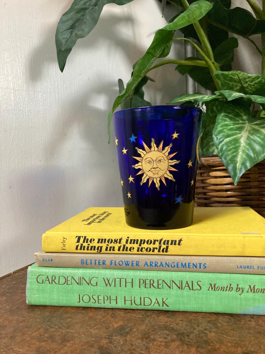 Cobalt Blue Sun Face Glass - Etsy