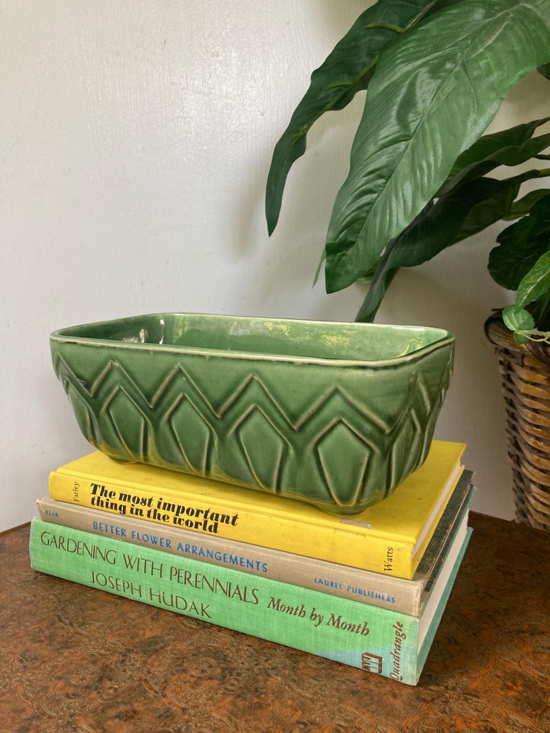 Green Diamond Design Planter - Etsy