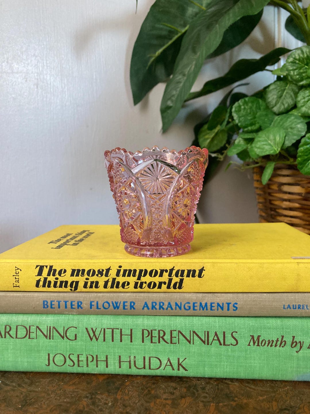 Pink Cut Glass Toothpick Cup - Etsy