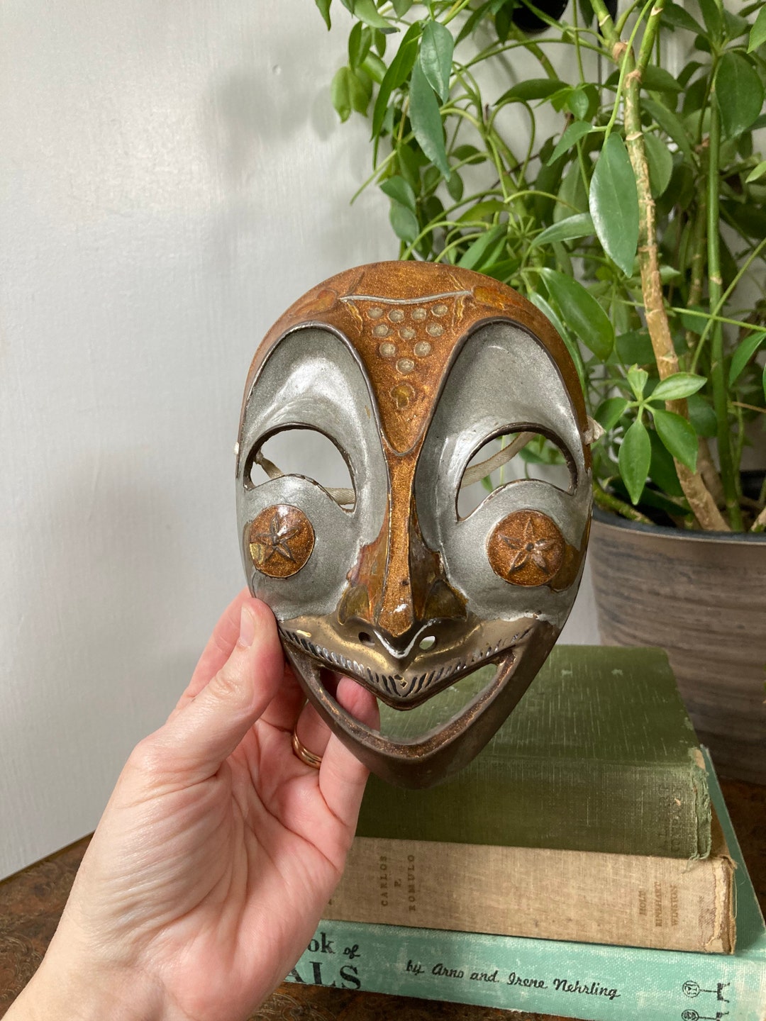 Brass and Enamel Mask - Etsy