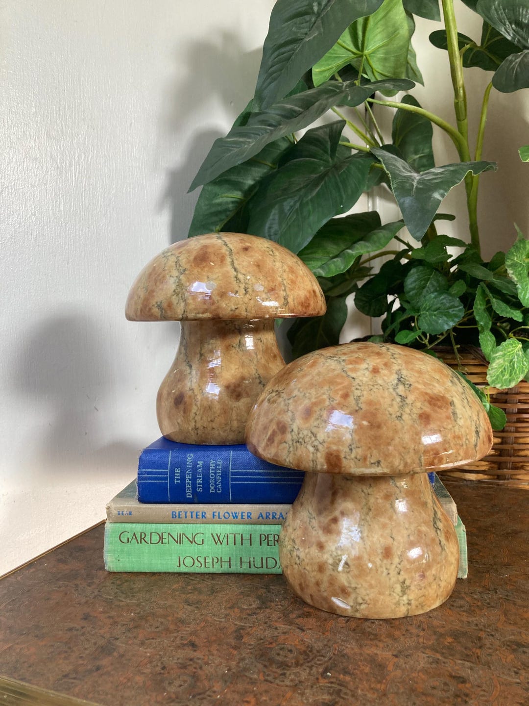 Vintage Alabaster Mushroom Bookends. C - Etsy
