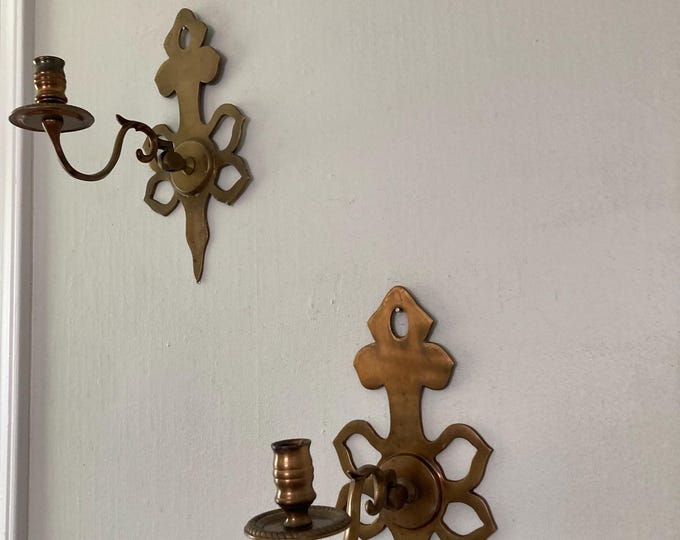 Ornate Brass Sconce Pair - Etsy