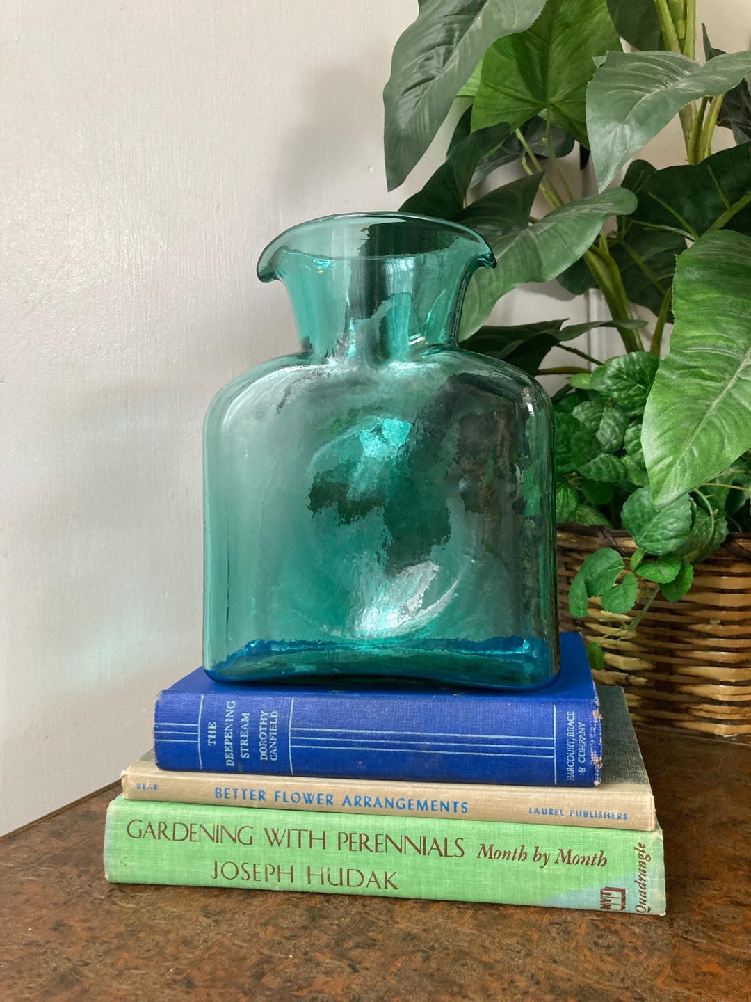 Aqua Blenko Glass Water Bottle - Etsy