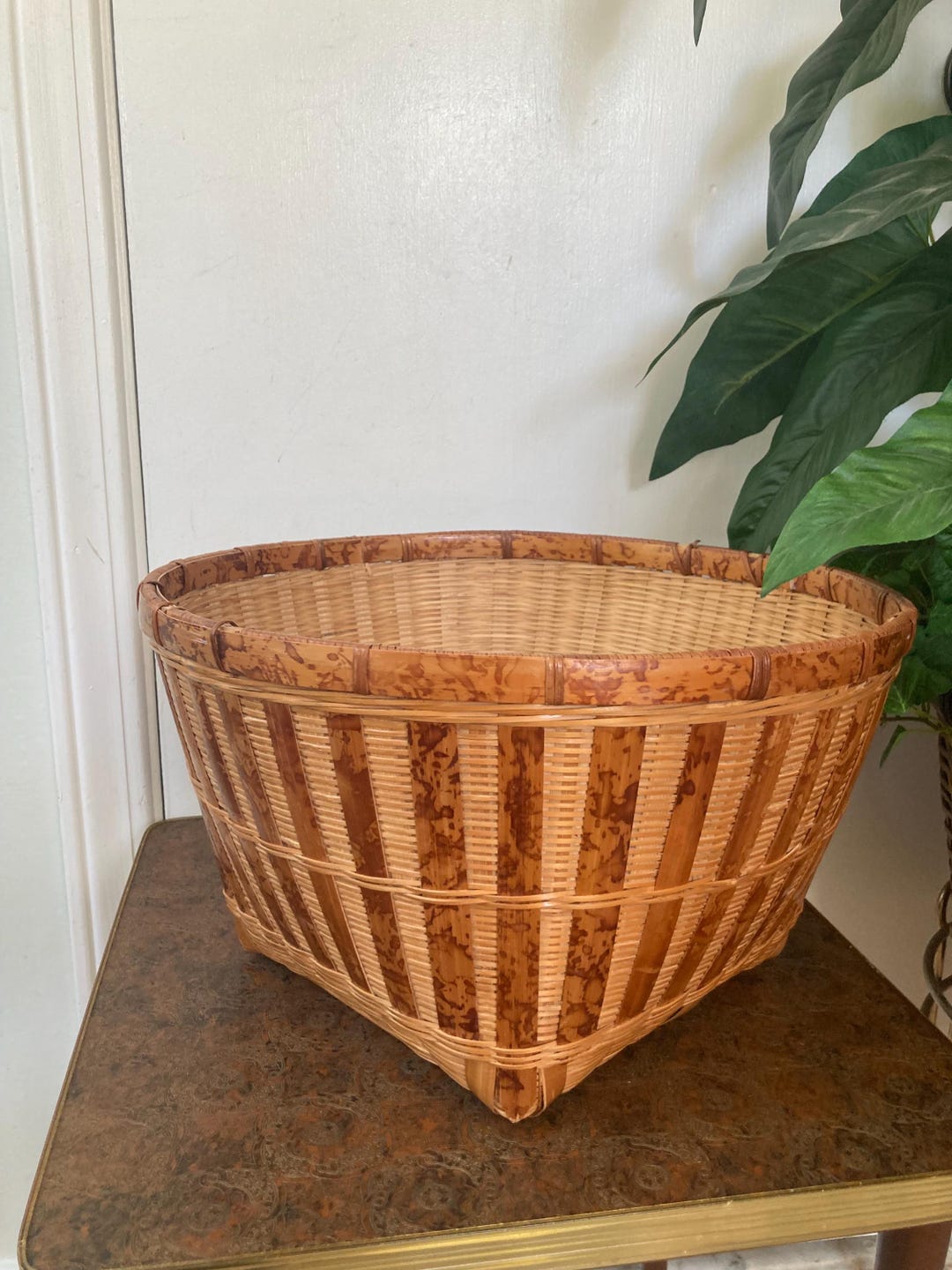 Bamboo Planter Basket - Etsy