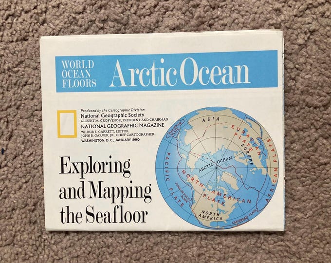 National Geographic Arctic Ocean Map 1990 - Etsy